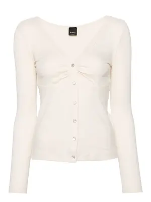 Pinko Cut-out Ribbed Top - White