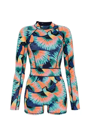 DUSKII Tropical-print Long-sleeved Paddle Suit - Multicolour