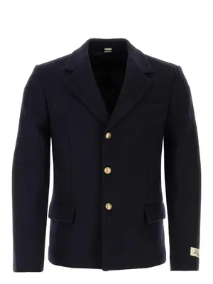 Gucci Wool Single-breasted Blazer With Embossed Buttons - Black