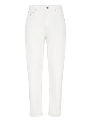 Brunello Cucinelli Garment-dyed Straight Leg Jeans - White