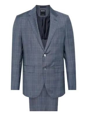 Zegna Checked Single-breasted Suit - Blue