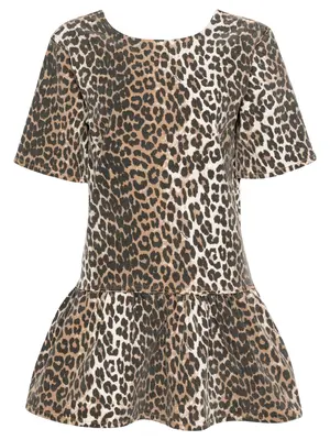 GANNI GANNI Leopard-Print Denim Mini Dress