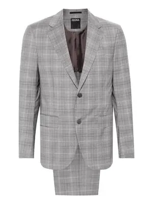 Zegna Checked Single-breasted Suit - Grey