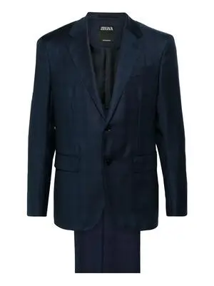 Zegna Checked Single-breasted Suit - Blue