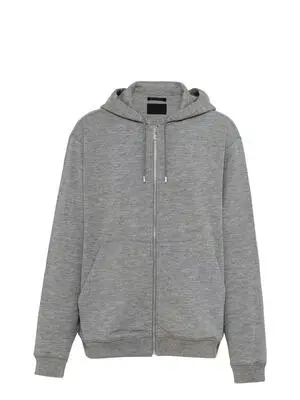 Prada Triangle-logo Zip-up Hoodie - Grey