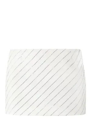 Philipp Plein Crystal-embellished Pinstriped Mini Skirt - White