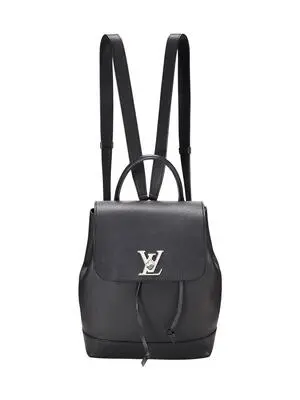 LOUIS VUITTON Leather Lock Me Backpack - Black