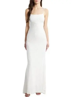 JUMP APPAREL Rhinestone Strappy Gown - White