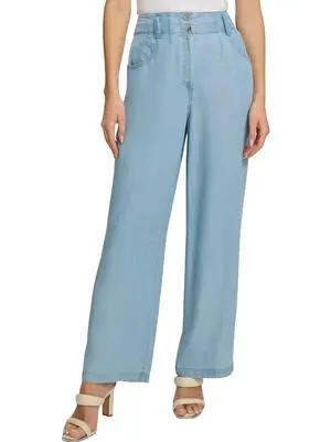 Dkny DKNY 5-Pocket Wide Leg Lyocell Pants Glacier