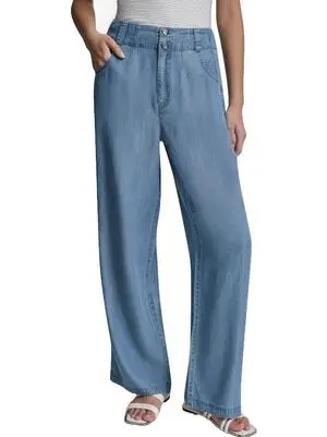 Dkny DKNY 5-Pocket Wide Leg Lyocell Pants Stream