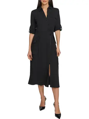 Dkny DKNY Cargo Midi Shirt Dress Black