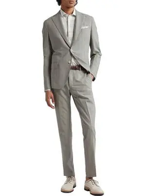 Eleventy Pinstripe Stretch Wool Blend Suit - Military Green