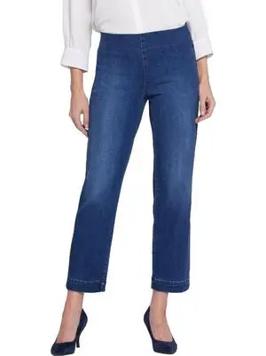 NYDJ Bailey Pull-on Ankle Relaxed Straight Leg Jeans - Mission Blue