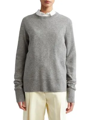 TOTEME Cashmere Crewneck Sweater - Grey Melange