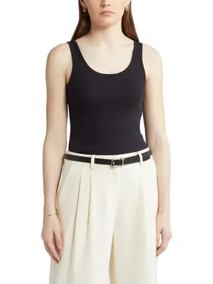 Nordstrom Ribbed Pima Cotton Tank - Black