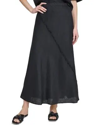 Dkny DKNY Linen Midi Skirt Black