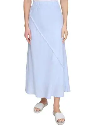 Dkny DKNY Linen Midi Skirt Frost Blue