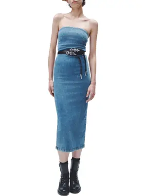 RAG & BONE Jasmine Strapless Denim Midi Dress