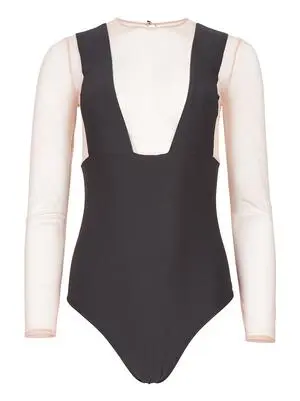 Fleur Du Mal Suspender Bodysuit - Black