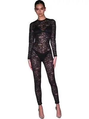 Fleur Du Mal Lace Catsuit - Black