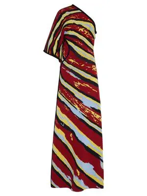 Bottega Veneta One-shoulder Jacquard-knit Maxi Dress - Multi