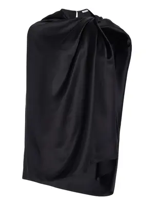 Marina Moscone Twisted Satin Capelet Black