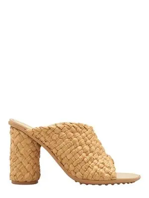 Bottega Veneta Atomic Intrecciato Raffia Sandals - Tan
