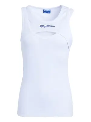Karl Lagerfeld Layered Ribbed Tank Top - White