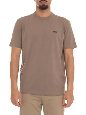 BOSS Cotton T-shirt With Logo Mud
