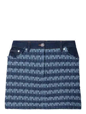 Veronica Beard Trufino Cotton-blend Tweed And Denim Mini Skirt - Blue