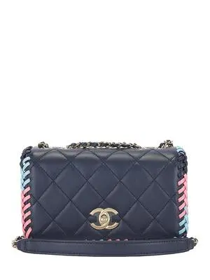 Chanel Matelasse Turnlock Chain Shoulder Bag - Navy