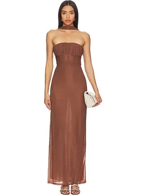 Lpa Vittoria Maxi Dress - Chocolate