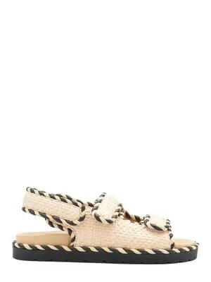 Bottega Veneta Jack Raffia Slingback Sandals - Neutral