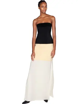 Rosetta Getty Double Layer Split Maxi Skirt - Natural