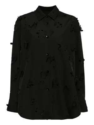 JNBY Oversized Floral Appliqué Shirt - Black