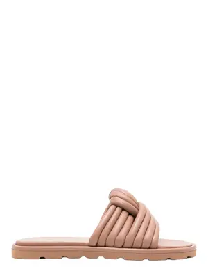 GIANVITO ROSSI Ottavia Leather Slides - Neutrals