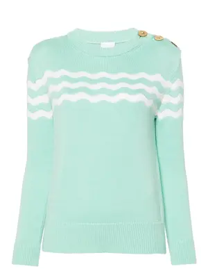 PATOU Patou Wave Cotton-Merino Jumper Green