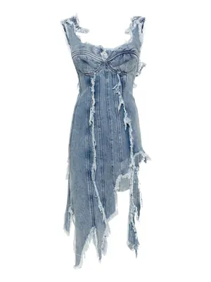 Natasha Zinko Distressed Denim Minidress - Blue