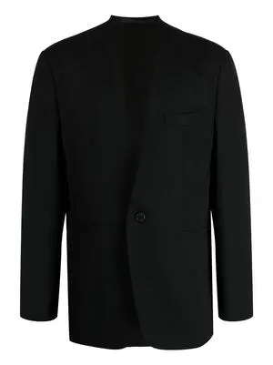 SONGZIO Asymmetric Collarless Blazer - Black