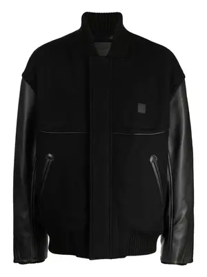 SONGZIO Varsity Felted Bomber Jacket - Black