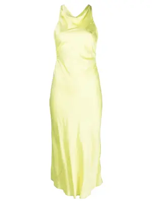 FORTE_FORTE Star-jacquard Satin Midi Dress - Green