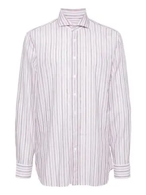 LARDINI Striped Button-up Shirt - Red