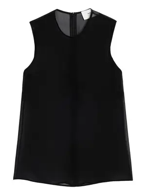 Ami Semi-sheer Silk Top - Black