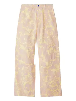 Burberry Rose Print Trousers - Pink