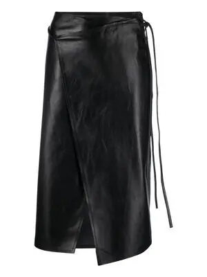 Vetements Asymmetric Leather Midi Skirt - Black
