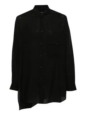 Yohji Yamamoto Asymmetric Poplin Shirt - Black
