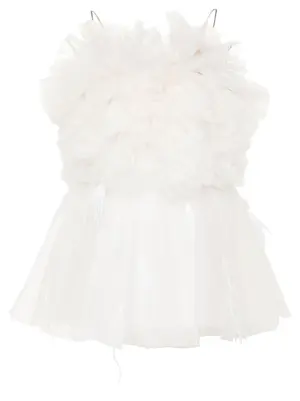 LOULOU Round-neck Ruffled Minidress - White