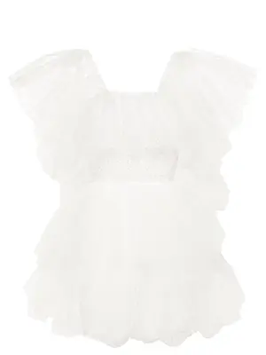 LOULOU Floral-embroidered Tulle Minidress - White