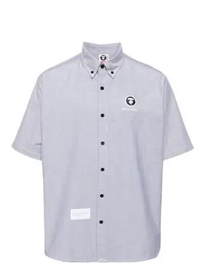AAPE BY *A BATHING APE® Logo-appliqué Cotton Shirt - Grey