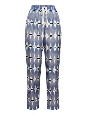 Lorena Antoniazzi Graphic-print Silk Trousers - Blue